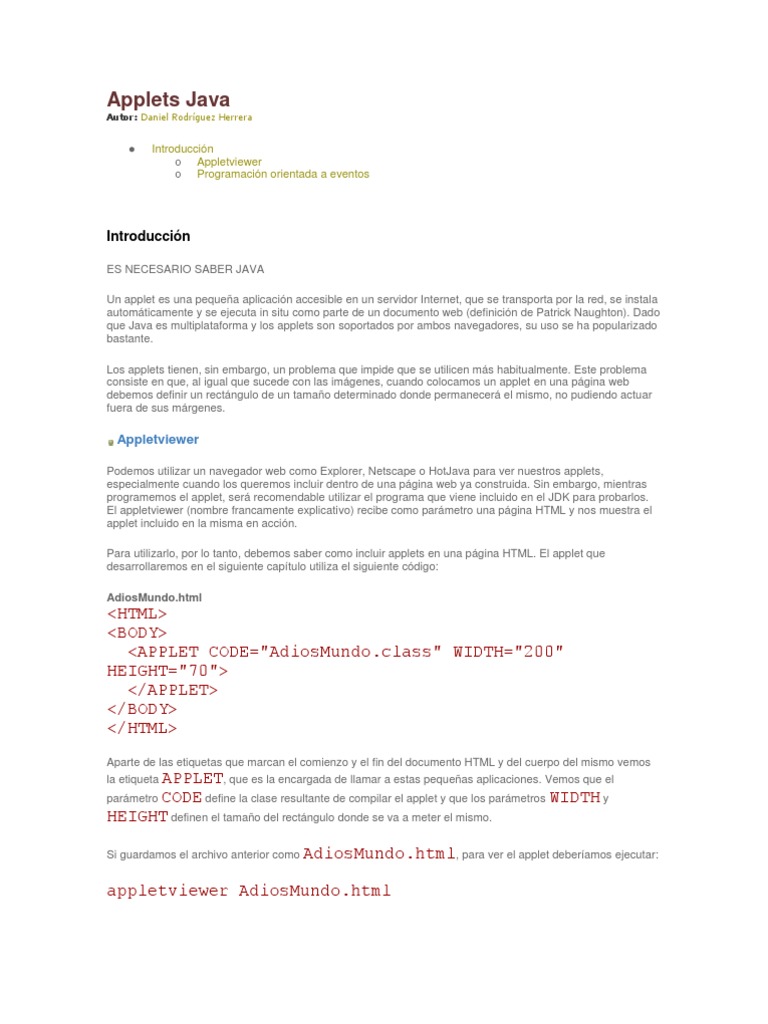 Applets Java | PDF | Java (lenguaje de programación) | Programa de ...