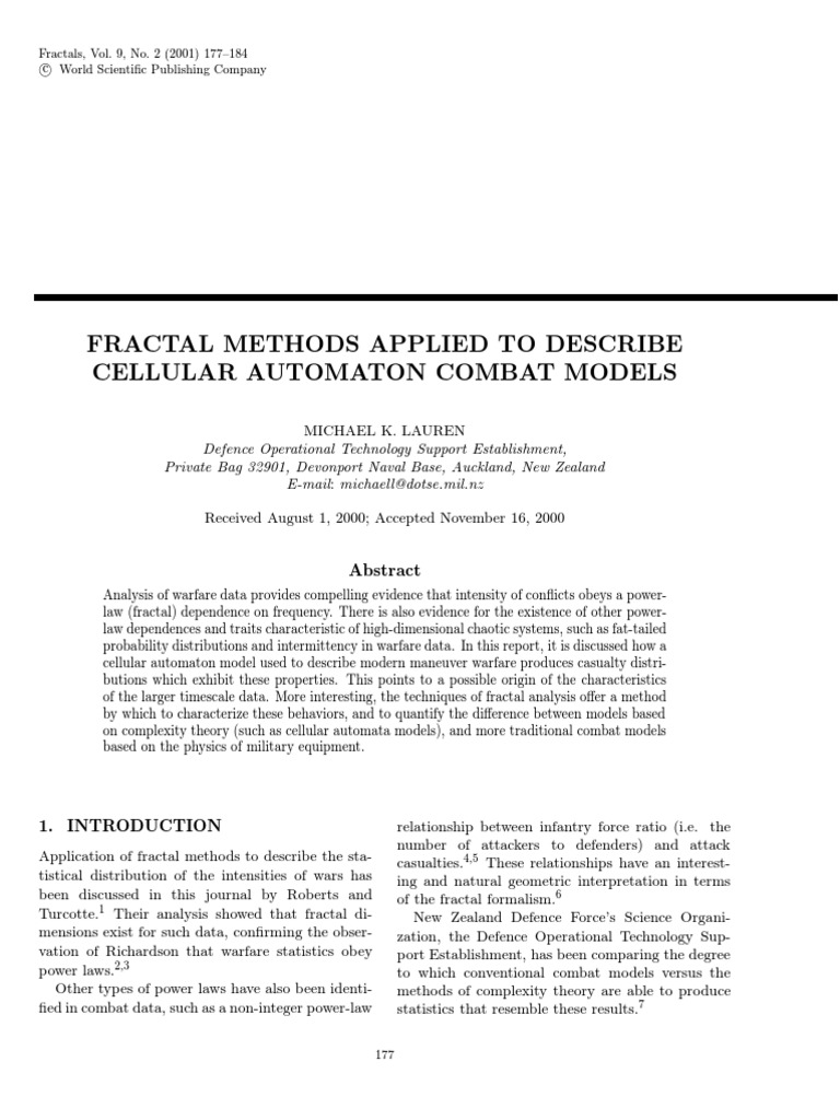 Cellular Automaton Combat Models Pdf Power Law Automata Theory