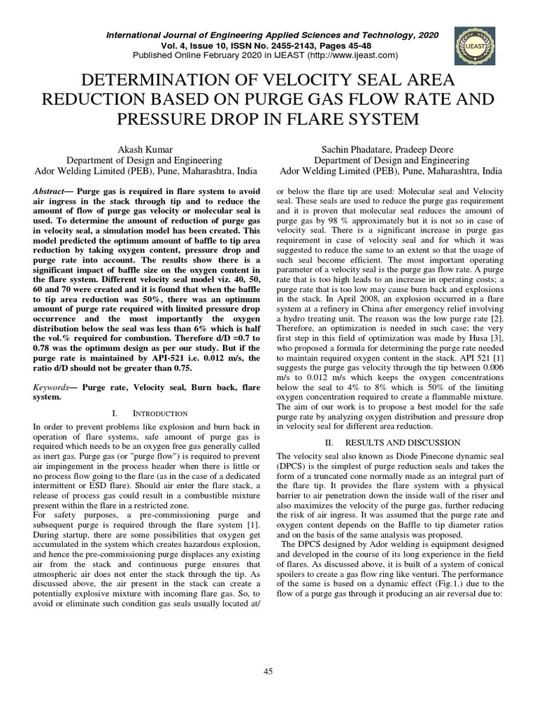 Determination of Velocity Seal Area | PDF | Gases | Oxygen