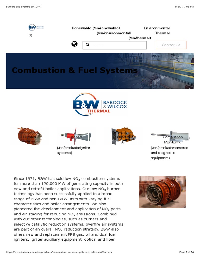 Burners and Overfire Air (OFA) | PDF | N Ox | Combustion