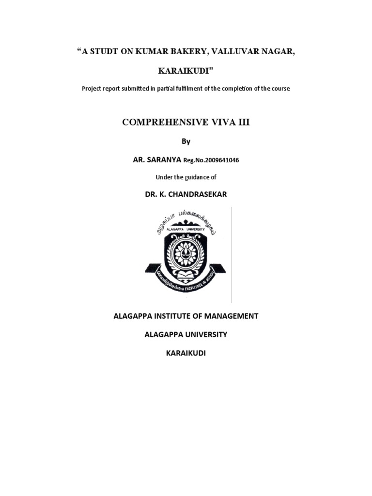 Kumar Bakery Project Report, Karaikudi | PDF