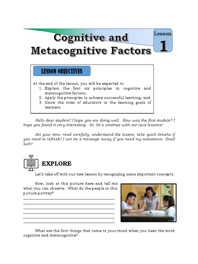 Exploring Cognitive and Metacognitive Principles for Effective Learning | PDF | Metacognition ...