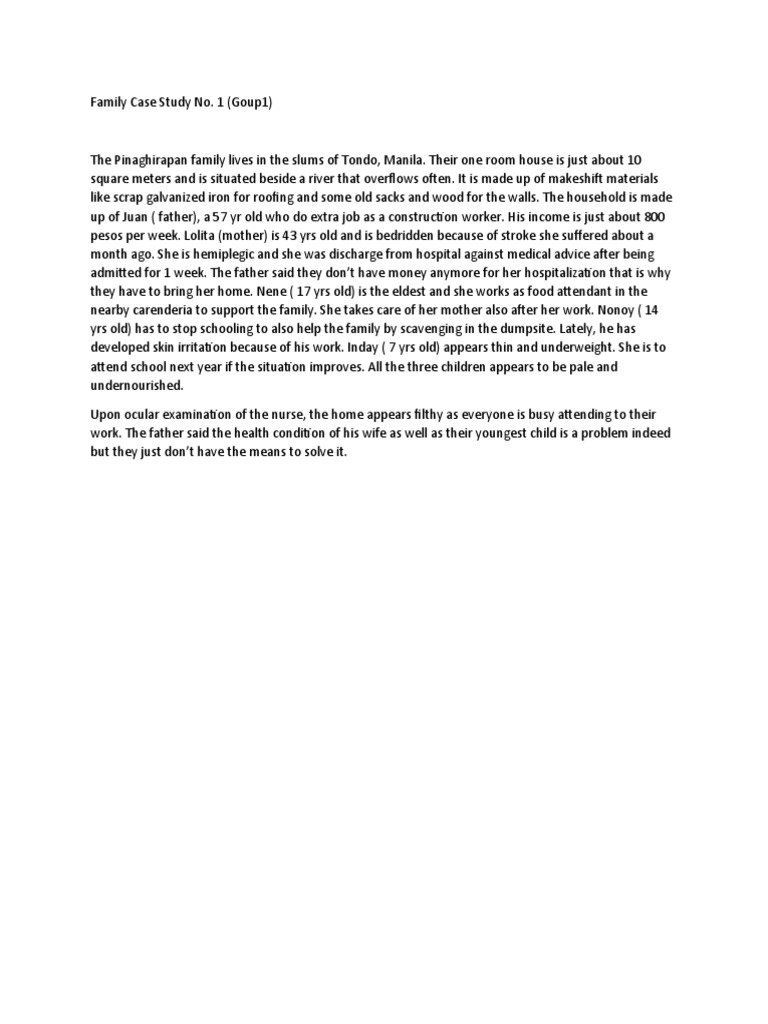 Family Case Studies | PDF | Wellness | Medical