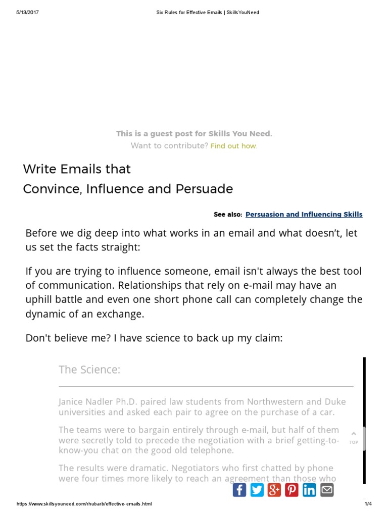 Six Rules For Effective Emails - SkillsYouNeed | PDF | Negotiation | Communication
