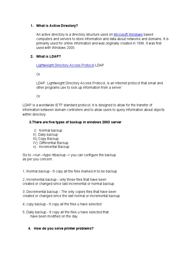 Microsoft Windows: 1. What Is Active Directory? | PDF | Active ...