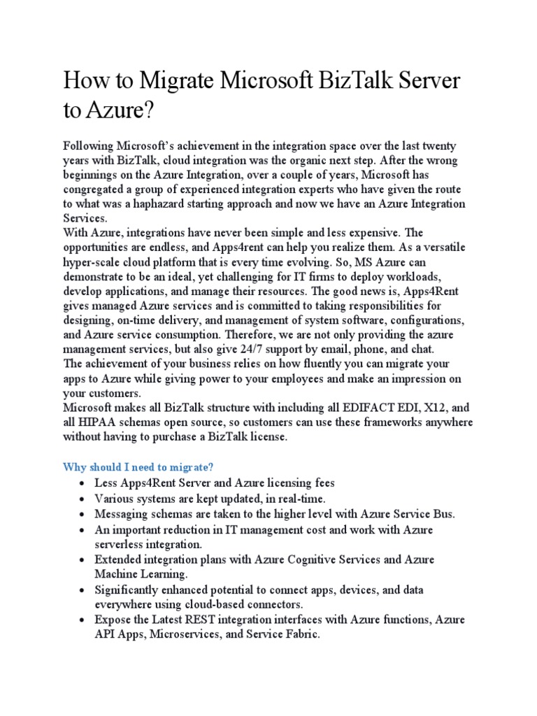 How To Migrate Microsoft BizTalk Server To Azure | PDF | Microsoft ...