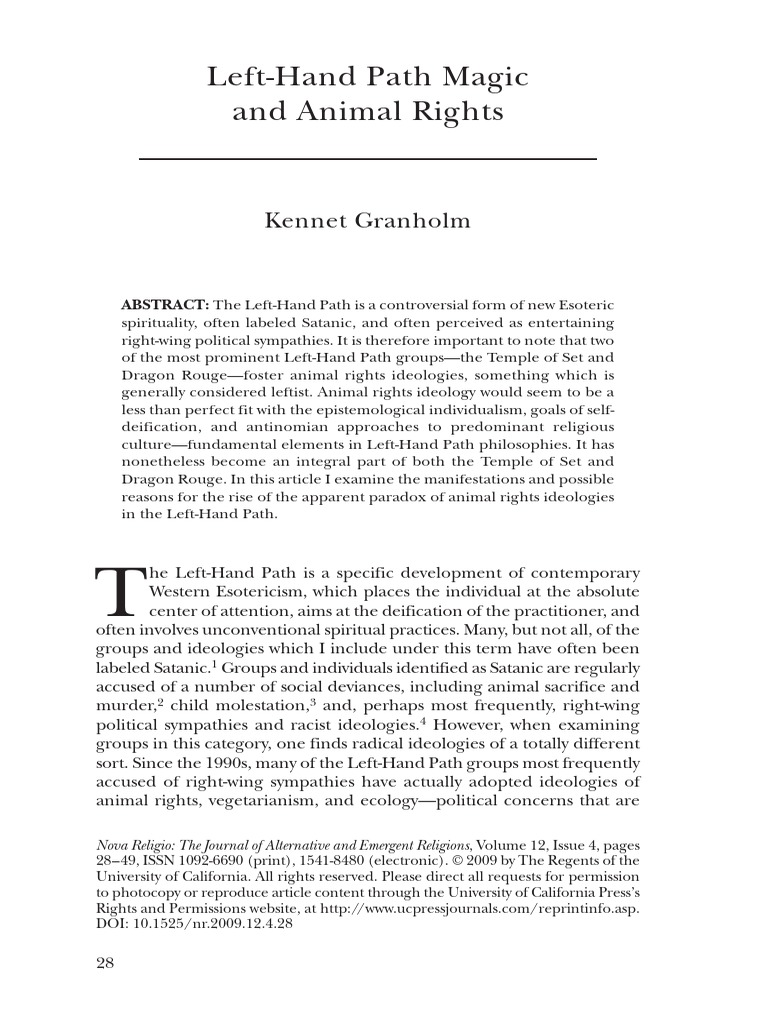 Left Hand Path Magic and Animal Rights | PDF | Western Esotericism ...