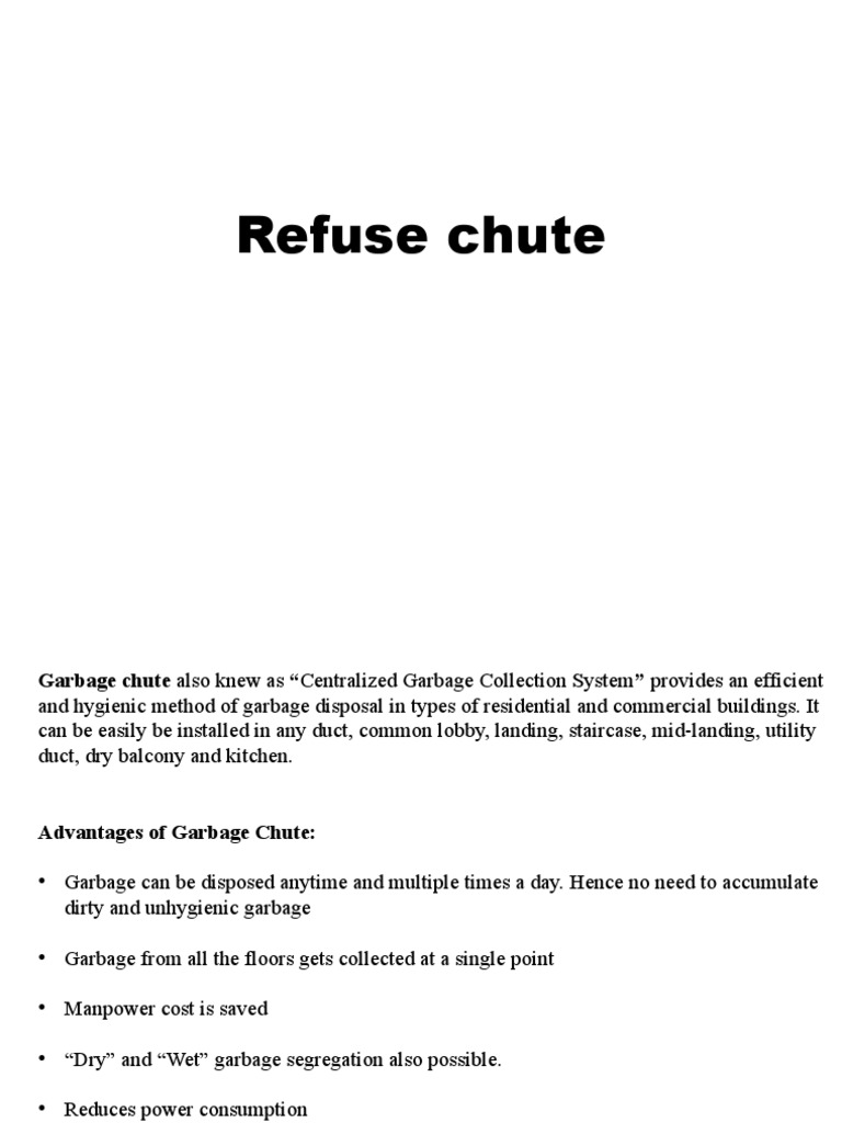 Refuse Chute PPT 01 | PDF | Wall | Duct (Flow)