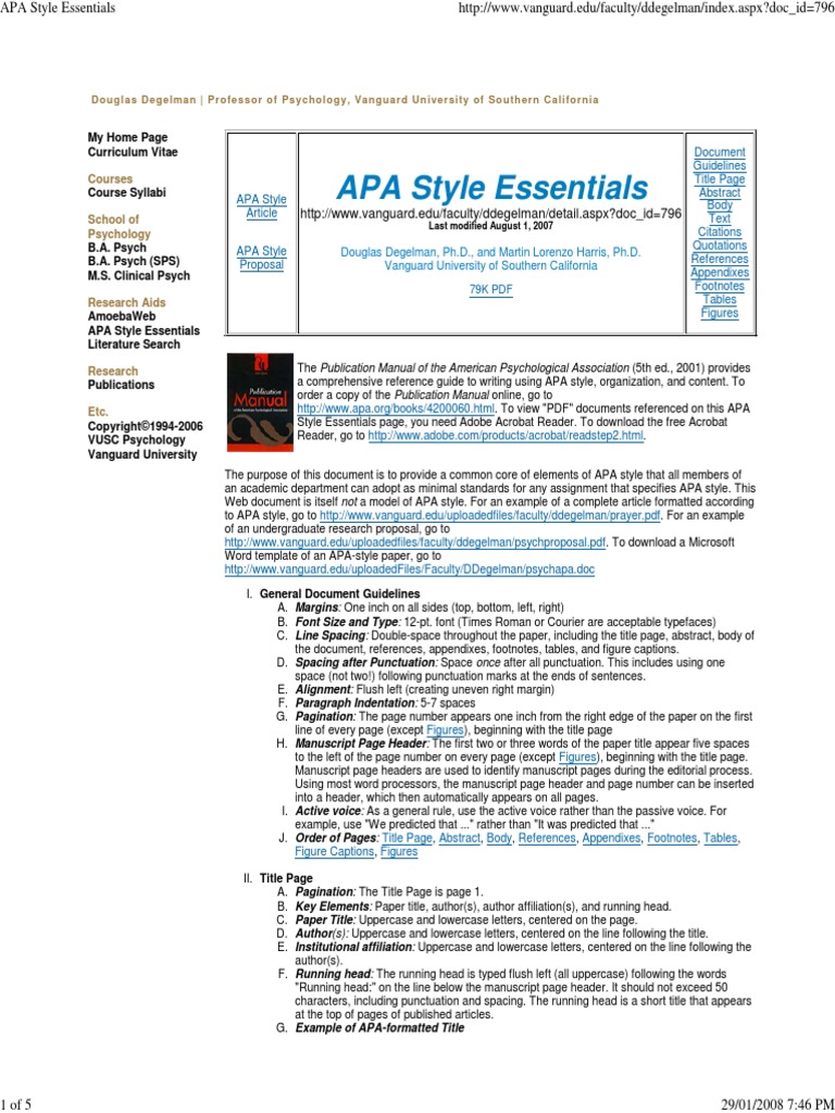 Apa Style Essentials | PDF | Apa Style | Written Communication