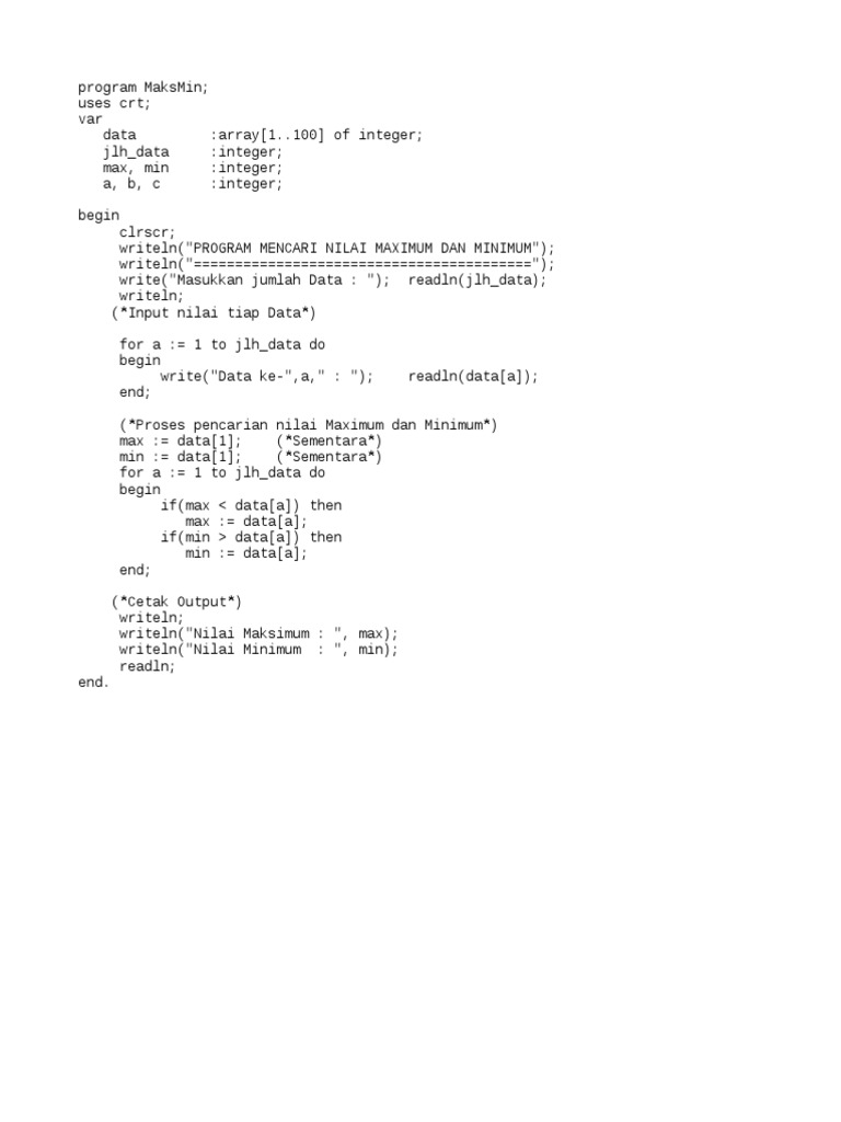 Min Max Pascal | PDF