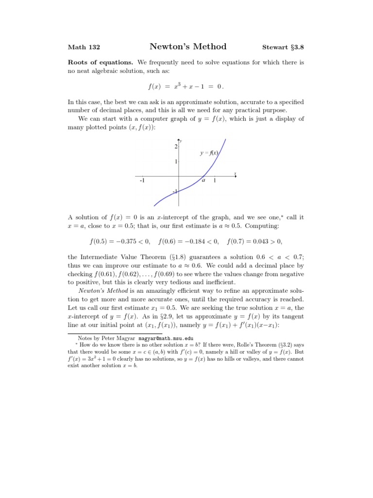 3.8 Newton Method | PDF | Approximation | Equations