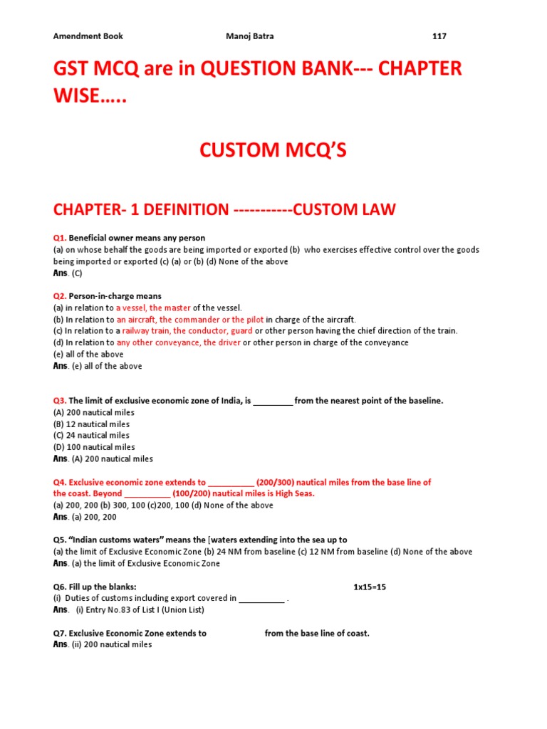 GST MCQ Are in Question Bank - Chapter WISE .. Custom MCQ'S | PDF ...