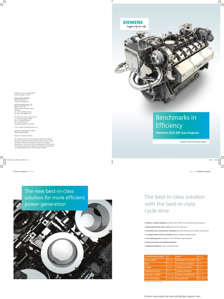 Benchmarks in Efficiency: Siemens SGE-EM Gas Engines | PDF | Internal ...