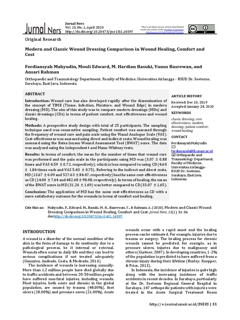 Modern and Classic Wound Dressing Comparison in Wo | PDF | Wound ...