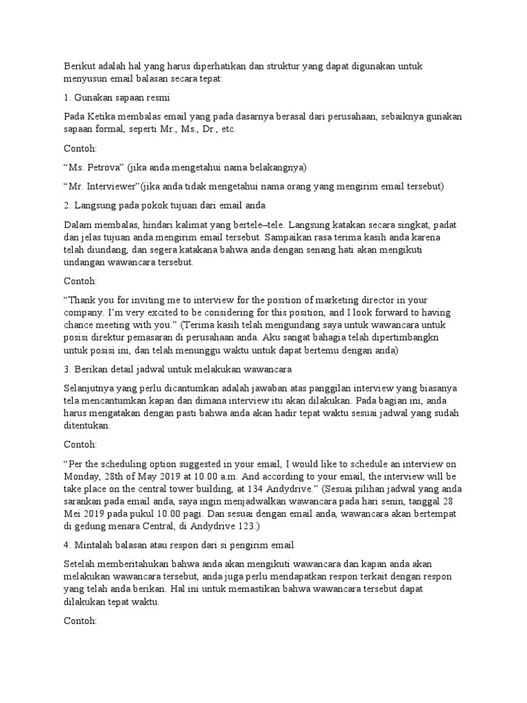 Panduan Balasan Email Wawancara | PDF | Karier & Perkembangan | Bisnis