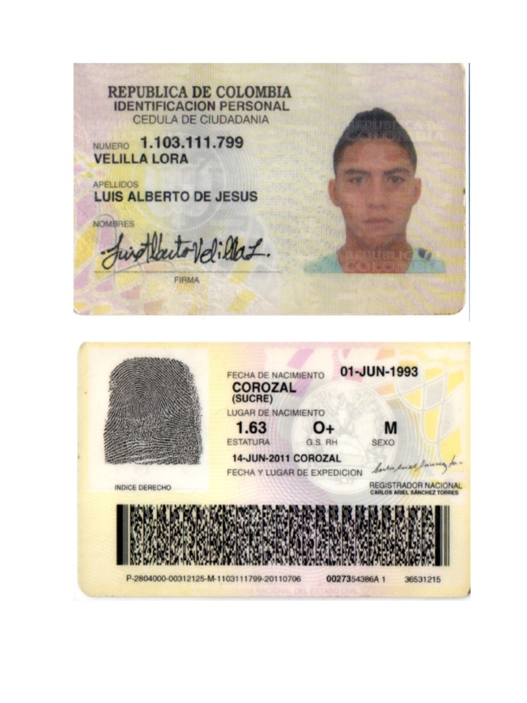 Cedula Luis Alberto Velilla | PDF