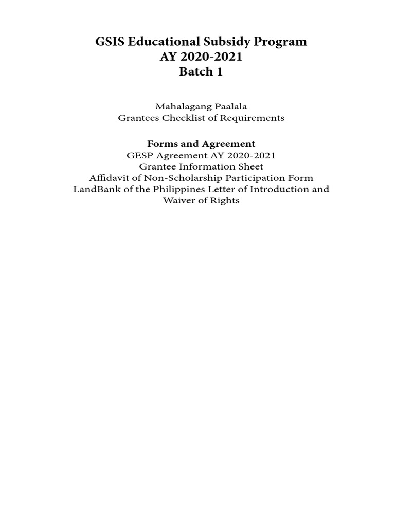 1 - 2020 Gesp Forms and Agreement | PDF