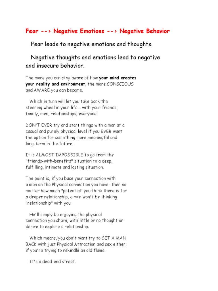 Fear Negative Emotions Formula | PDF | Feeling | Thought