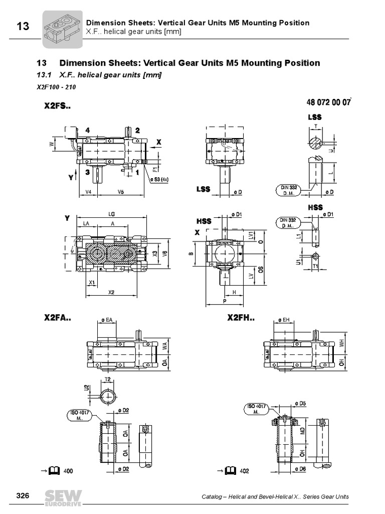 13 Dimension Sheets: Vertical Gear Units M5 Mounting Position | PDF ...