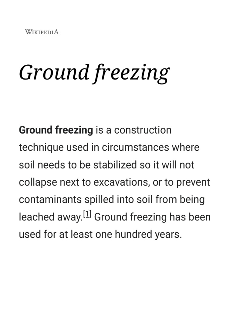 Stabilizing Soil Through Ground Freezing: A Construction Technique for ...