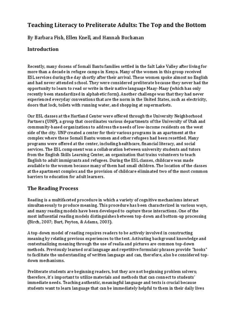 Teaching PreLiterate Adults | PDF | Literacy | Cognition