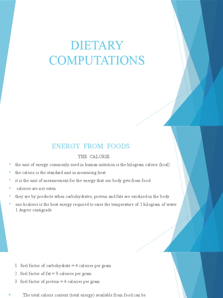 Dietary Computations | PDF | Food Energy | Calorie