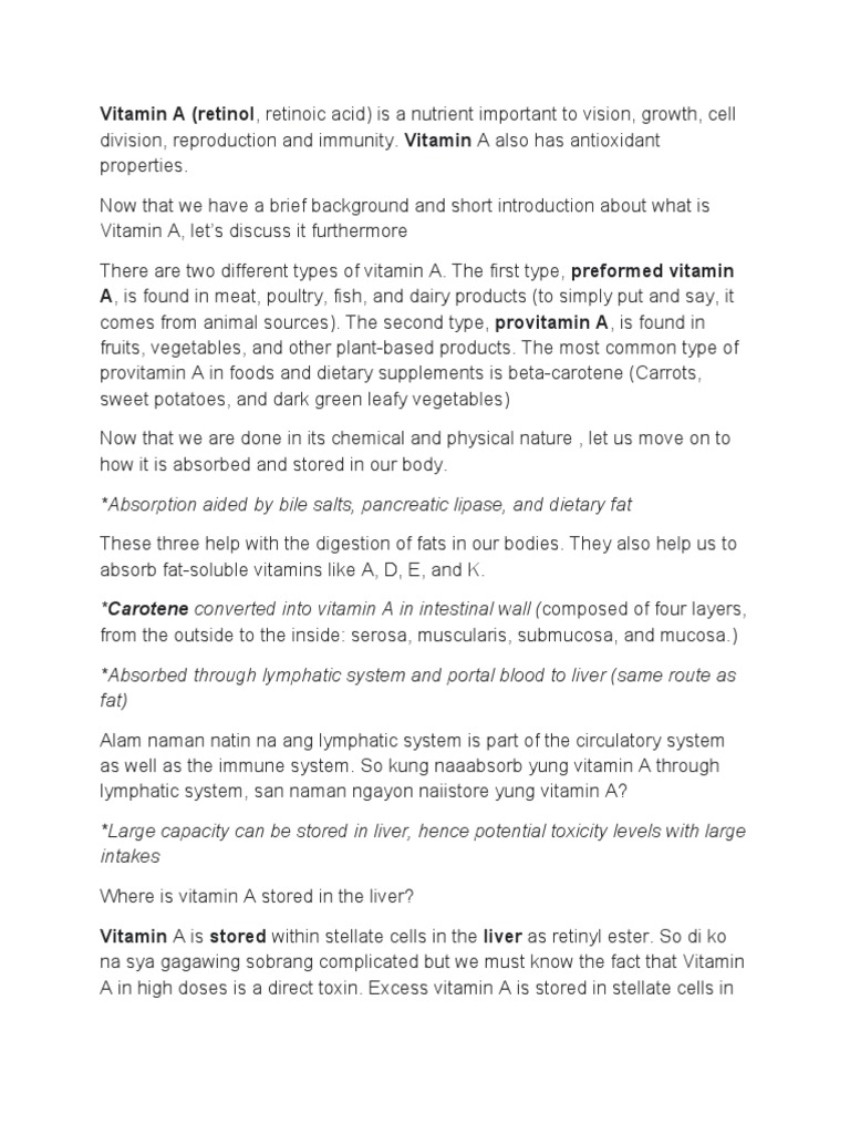 Vitamin A Report | PDF | Vitamin A | Anatomy