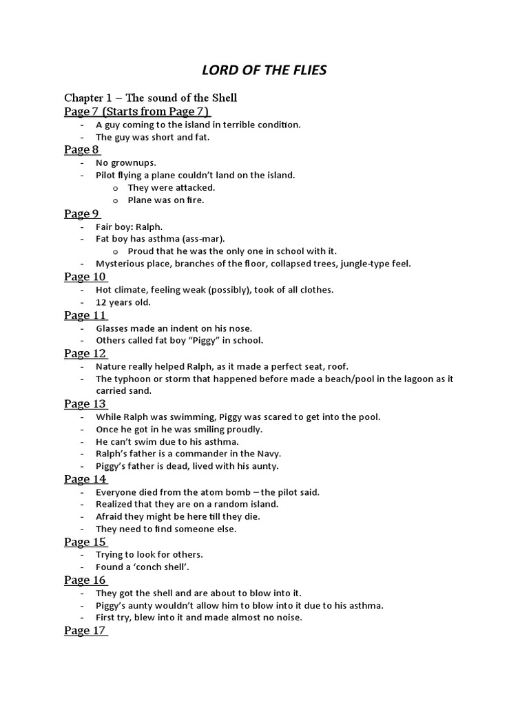 Lord of the Flies Chapter Annotations | PDF | Nature