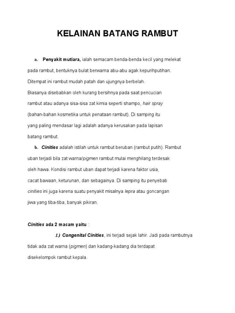 Kelainan Batang Rambut | PDF