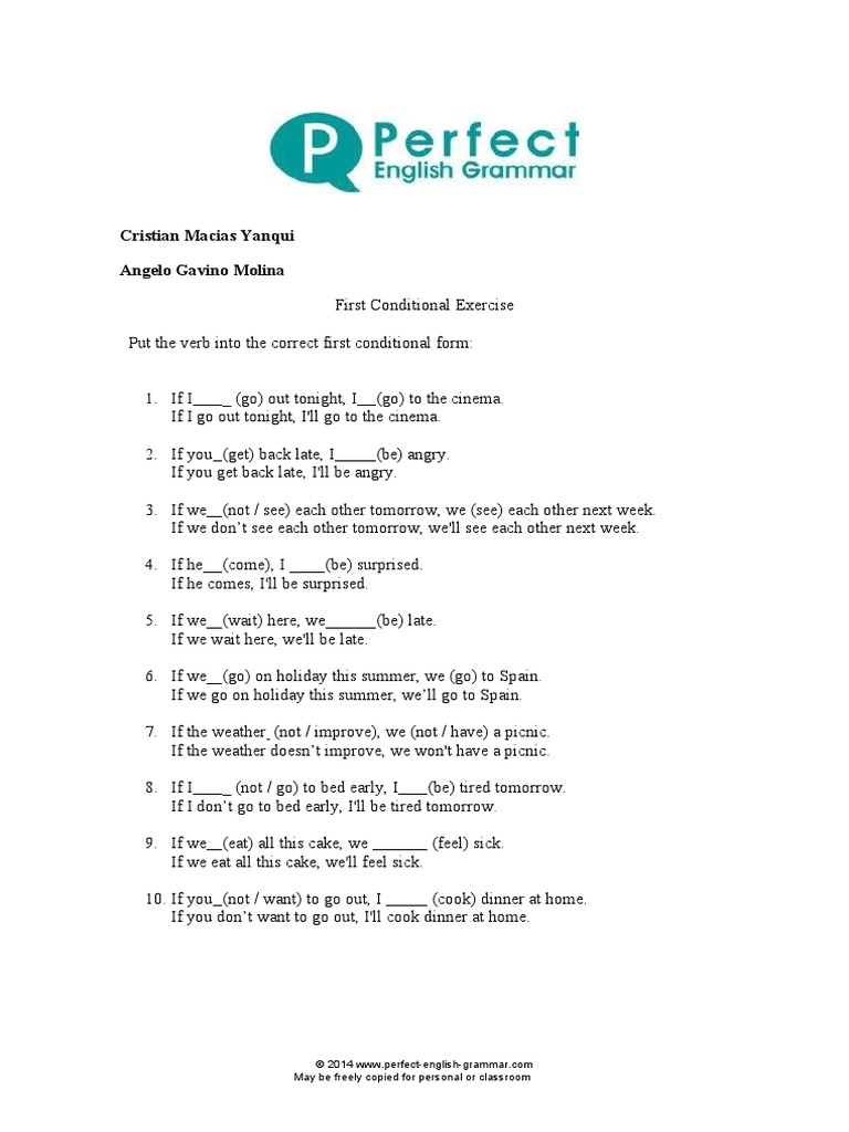First Conditional Form | PDF | Foods