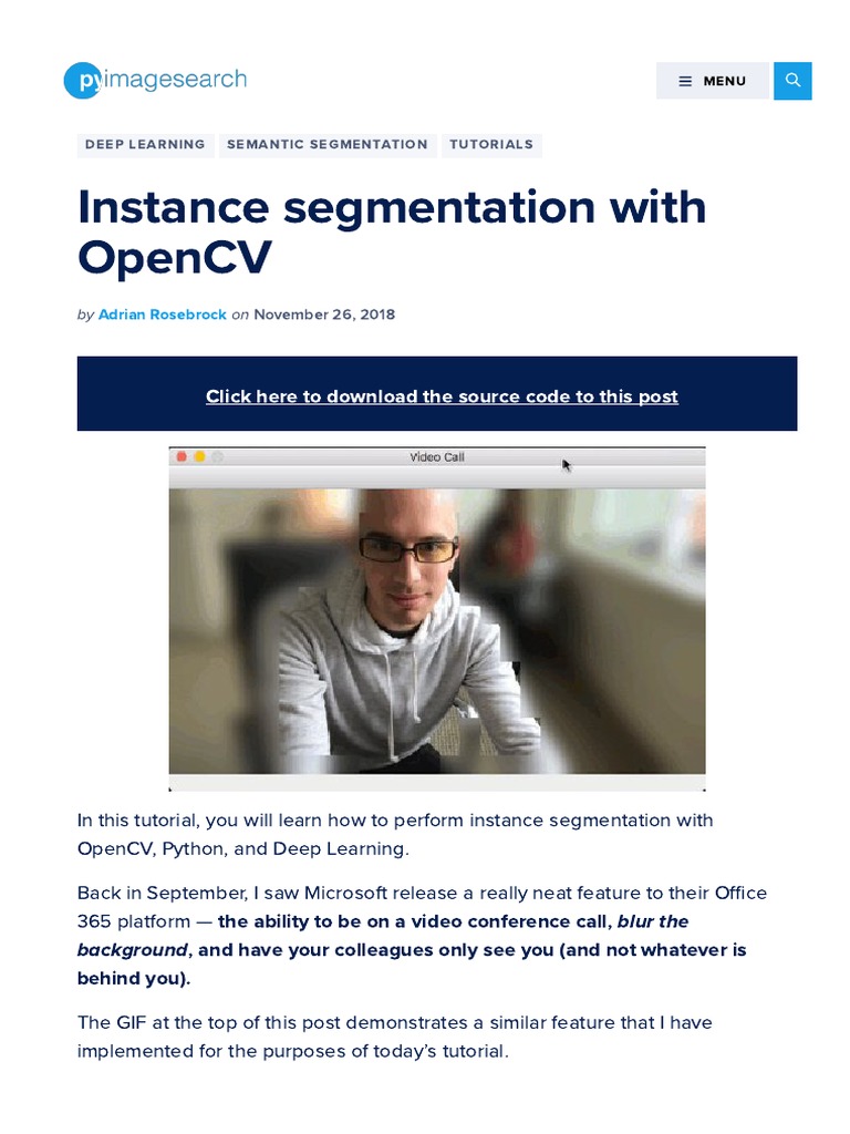 Instance Segmentation With Opencv: Click Here To Download The Source Code To This Post ...