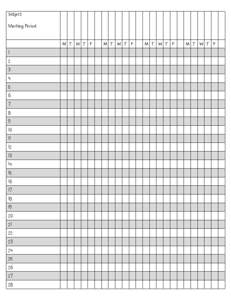 Subject: Marking Period:: MTWTF MTWTF MTWTF MTWTF | PDF | Teaching ...