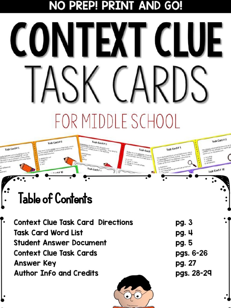 Context Clue Task Cards Guide | PDF
