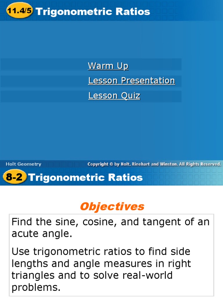 Warm Up Lesson Presentation Lesson Quiz | PDF | Trigonometric Functions ...