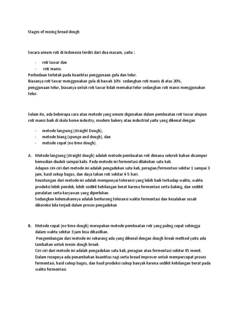 Stages Of Mixing Bread Dough Pdf