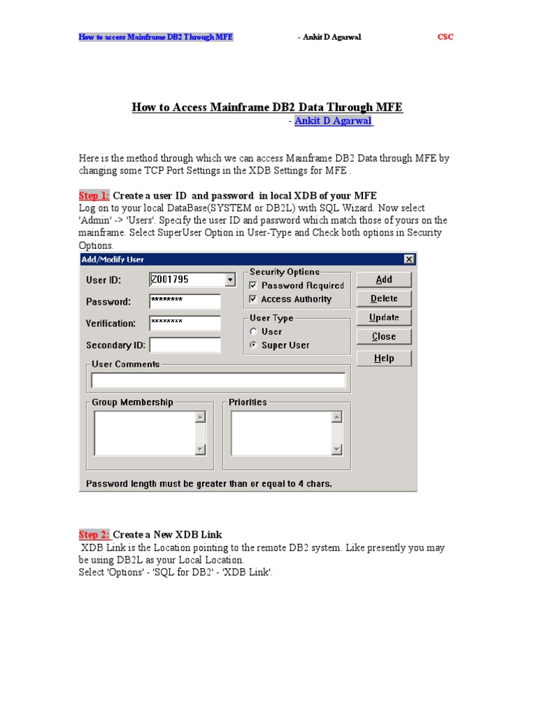 How To Access Mainframe DB2 Data Through MFE: Step 1 | PDF | Databases ... How To Access Mainframe DB2 Data Through MFE: Step 1 | PDF | Databases ...