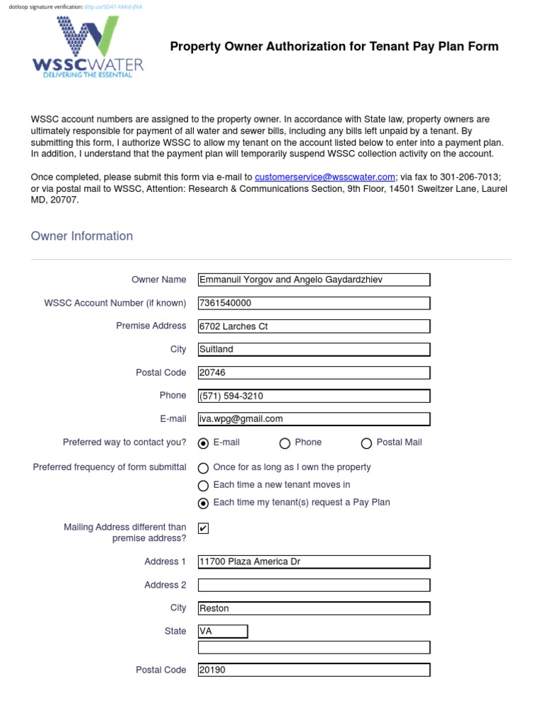 Owner Authorization Form Signed | PDF | United States Postal Service ...