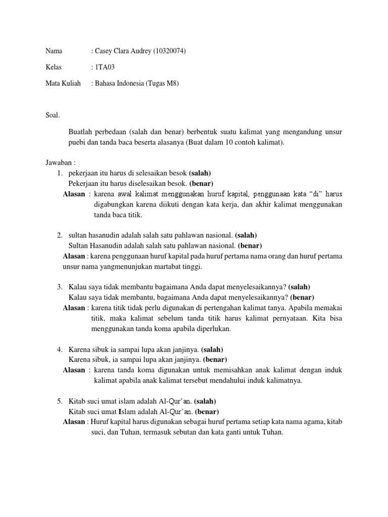 1TA03 - Casey Clara Audrey - Bahasa Indonesia - Tugas M8 | PDF | Seni & Disiplin Bahasa | Kajian ...