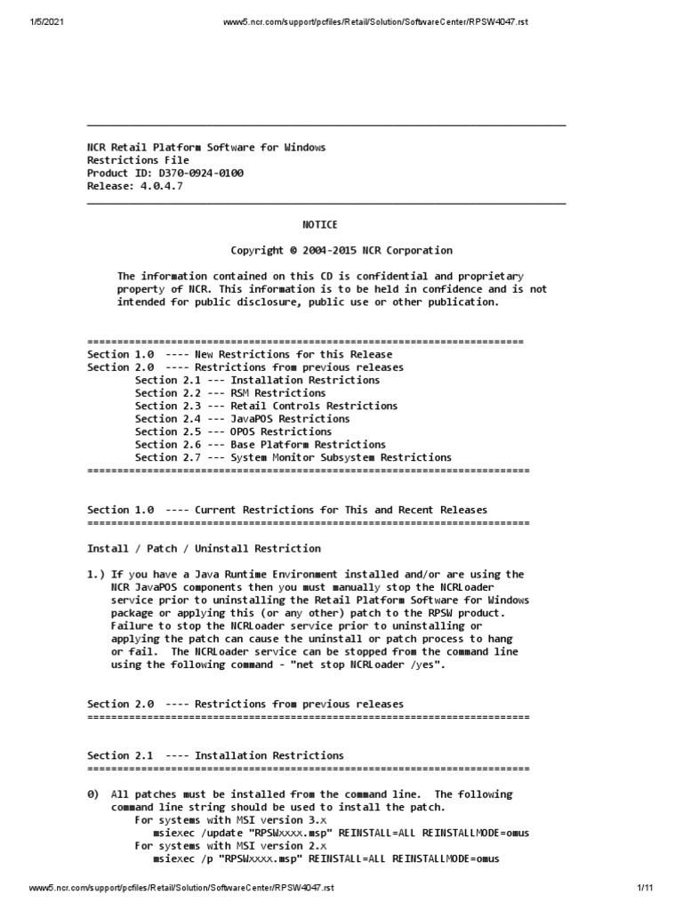NCR Retail Platform Software For Windows | PDF | Windows Registry | Microsoft Windows