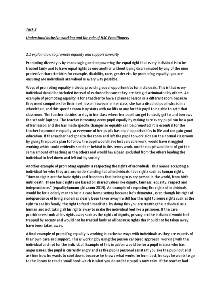 Understand Inclusive Working and The Role of HSC Practitioners | PDF ...