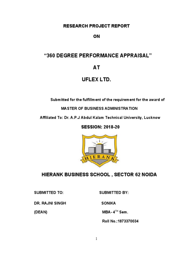 Final Project Report of Sonika Mba 4TH Semester | PDF | Performance ...