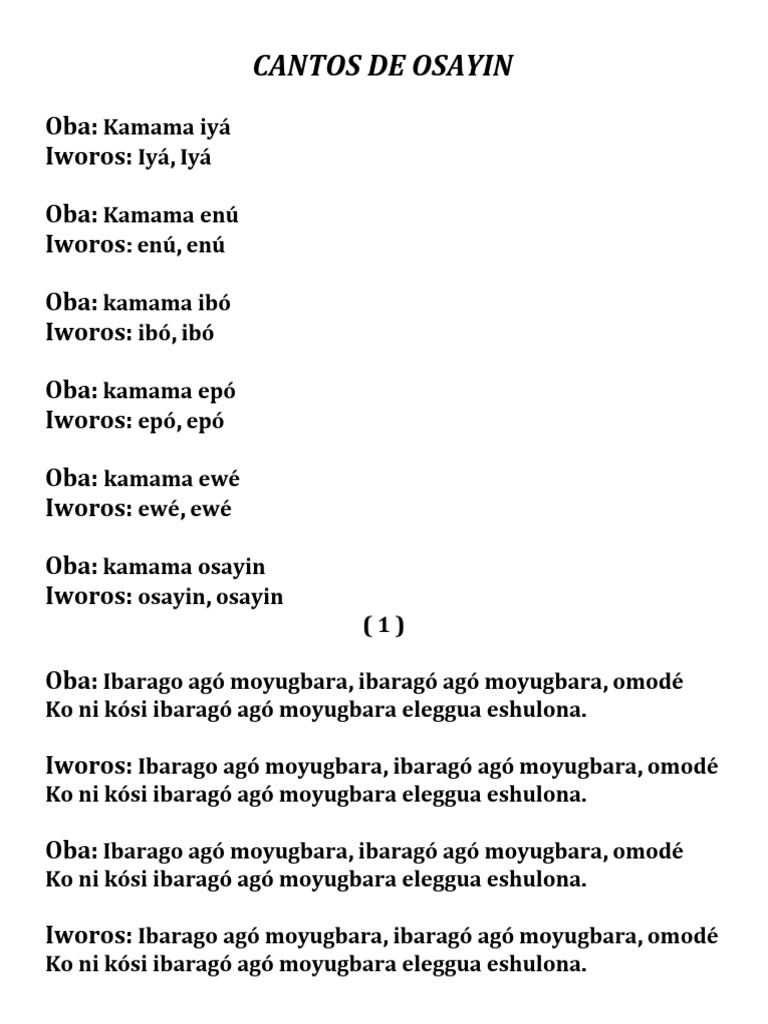 Cantos de Osayin - Primera Parte | PDF | Religión y creencia