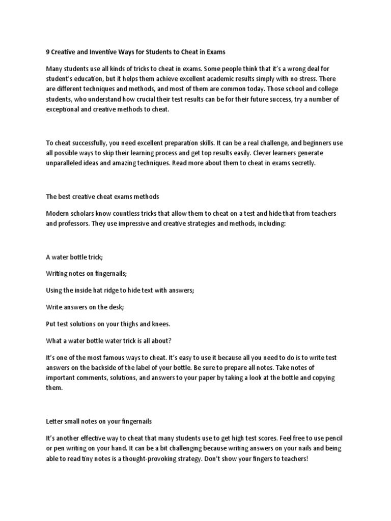 9 Creative and Inventive Ways For Students To Cheat in Exams | Download ...