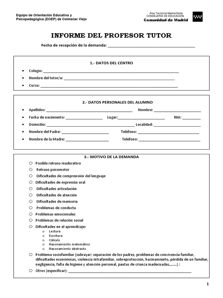 Informe Tutor | PDF | Las emociones | Adultos