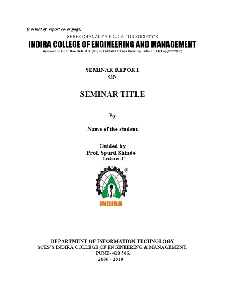 Indira College of Engineering and Management: Seminar Title | PDF ...