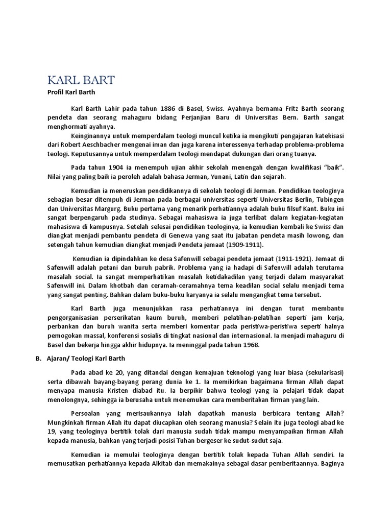 Karl Bart | PDF | Sejarah | Agama & Spiritualitas