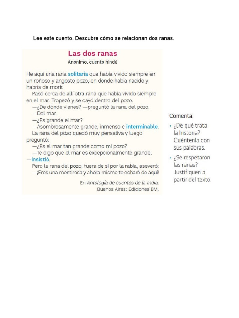 Cuento Las Dos Ranas | PDF