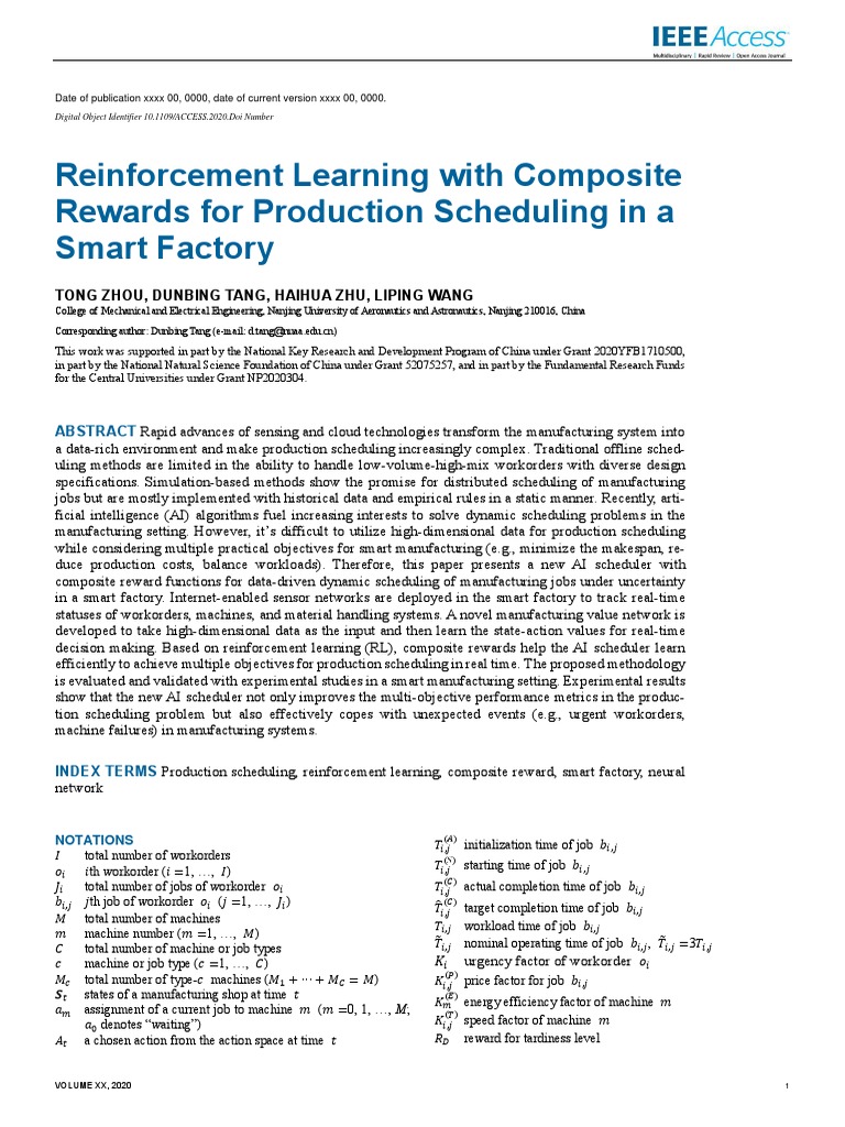 Zhou Et Al. - 2021 - Reinforcement Learning With Composite Rewards For Production Scheduling in ...
