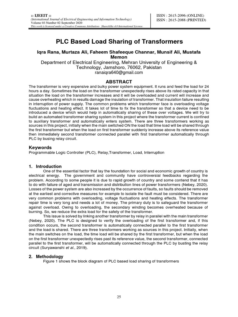 PLC Based Load Sharing of Transformers | Download Free PDF ...