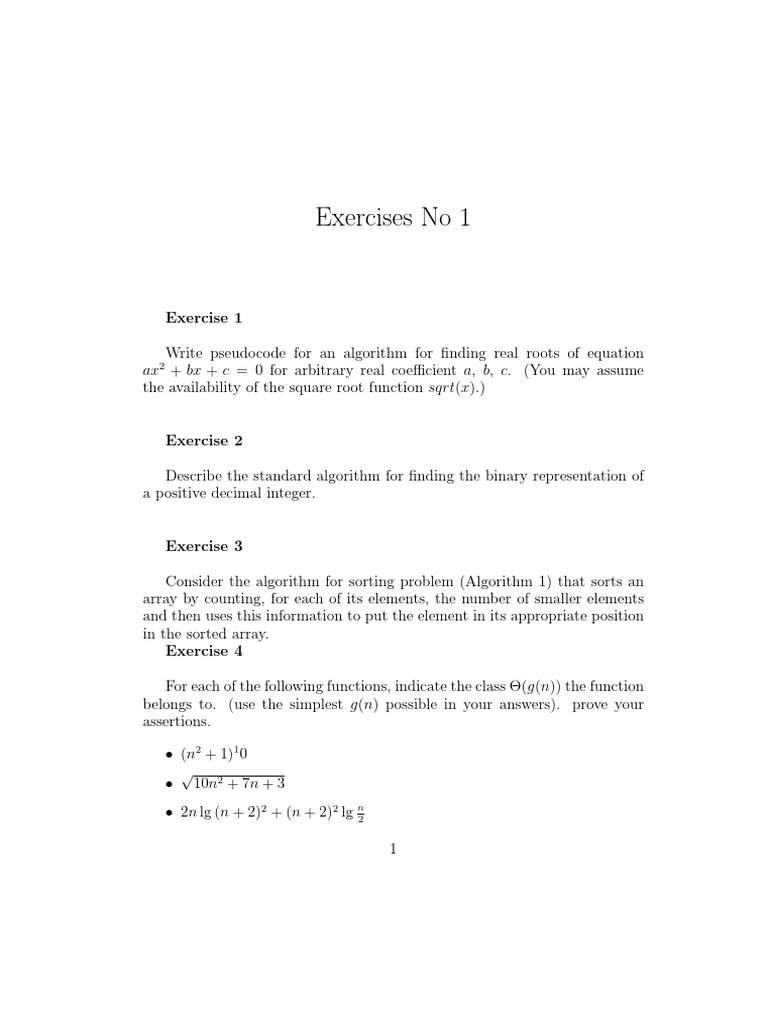 Exercises No 1: Exercise 1 | PDF | Square Root | Algorithms